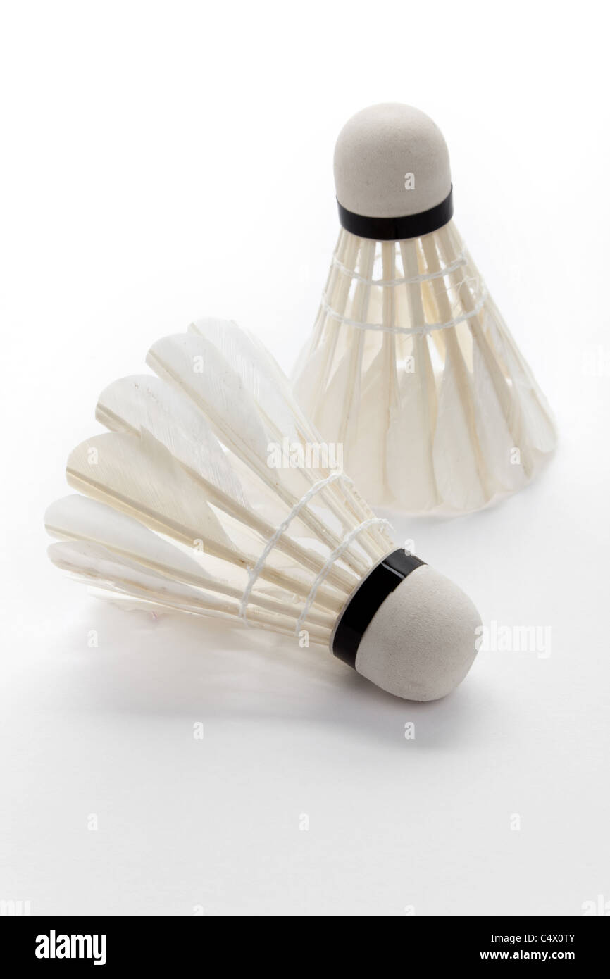Badminton with white background Stock Photo - Alamy