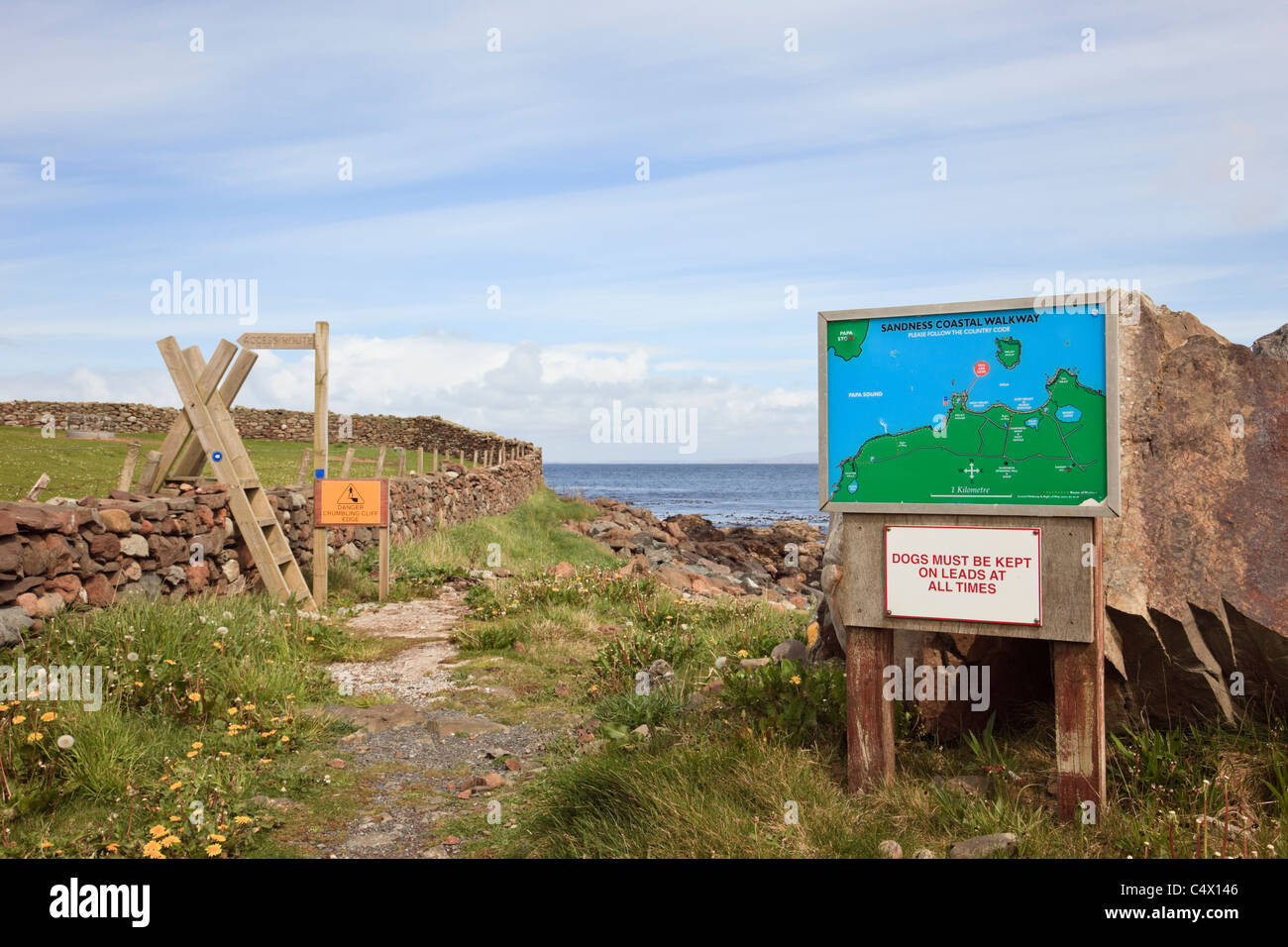 Sandness coastal walkway map sign hi-res stock photography and images ...