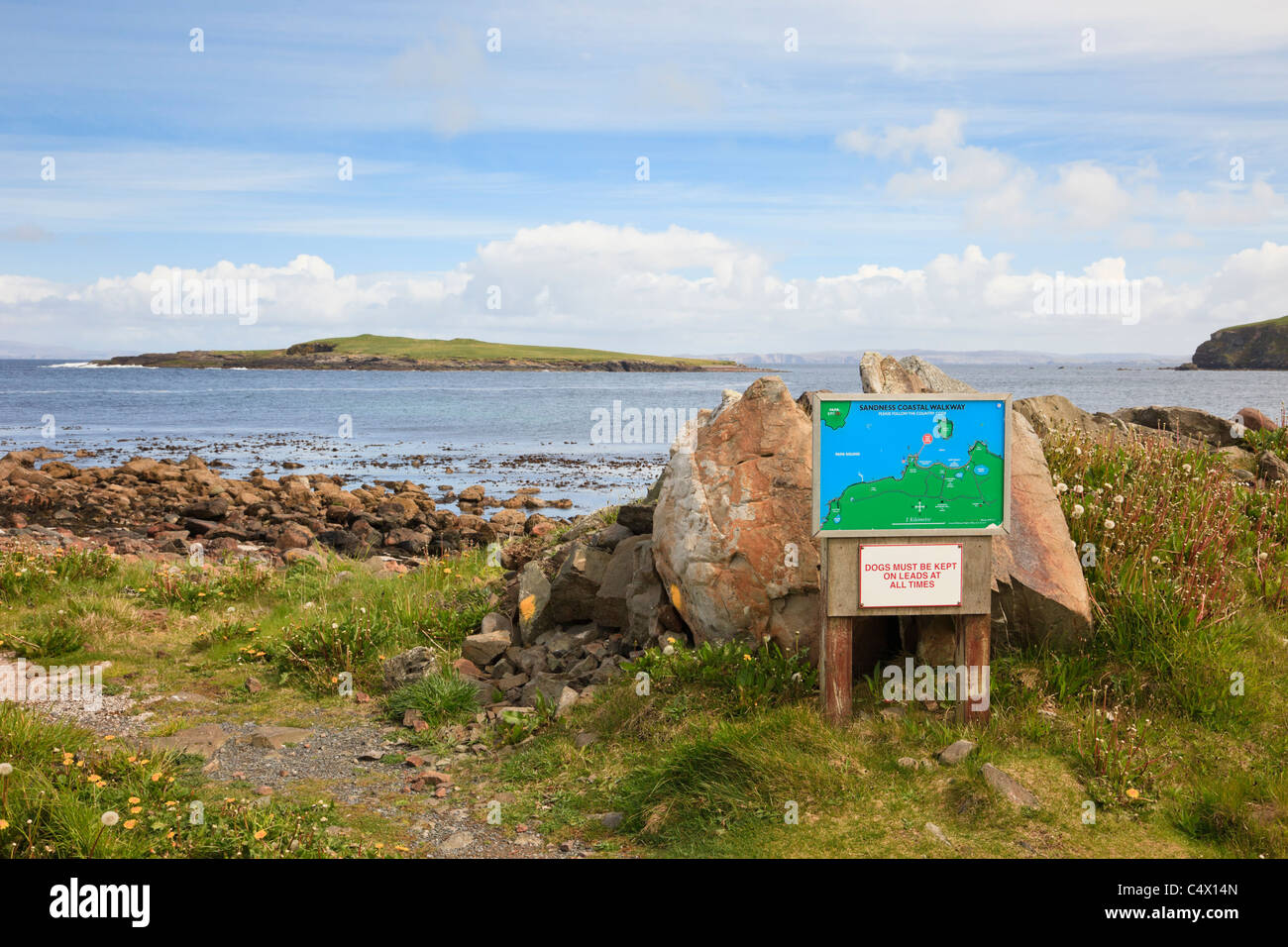 Sandness coastal walkway map sign hi-res stock photography and images ...