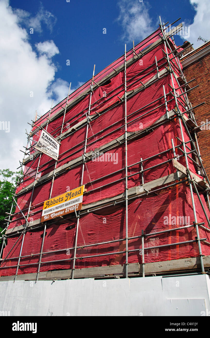 Scaffolding on house, Abbey Street, Chester, Cheshire, England, United ...