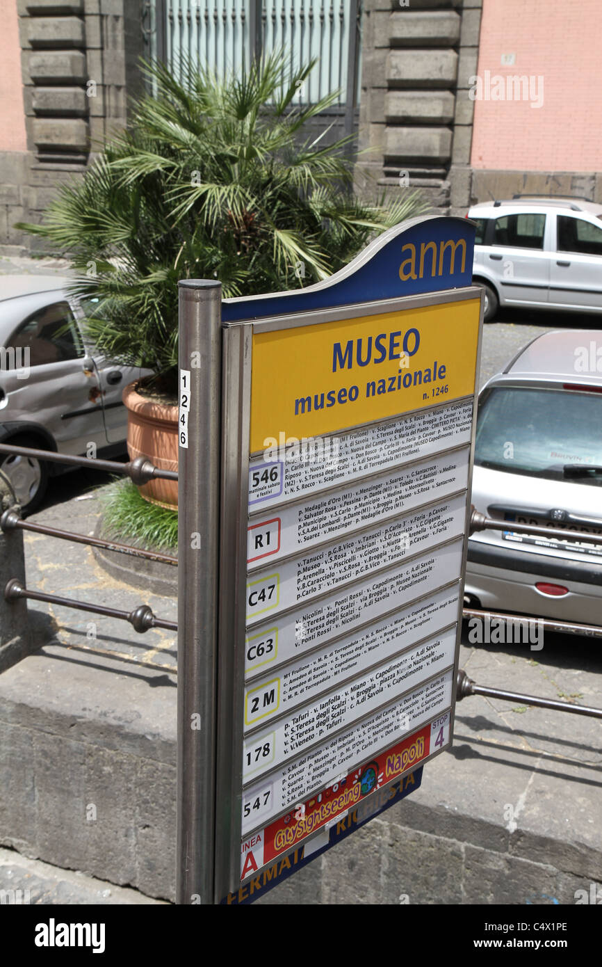 Sign at bus stop in Naples, Italy Stock Photo - Alamy