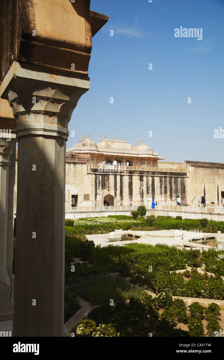 Mughal style garden in Amber Fort, Jaipur, Rajasthan, India Stock Photo ...