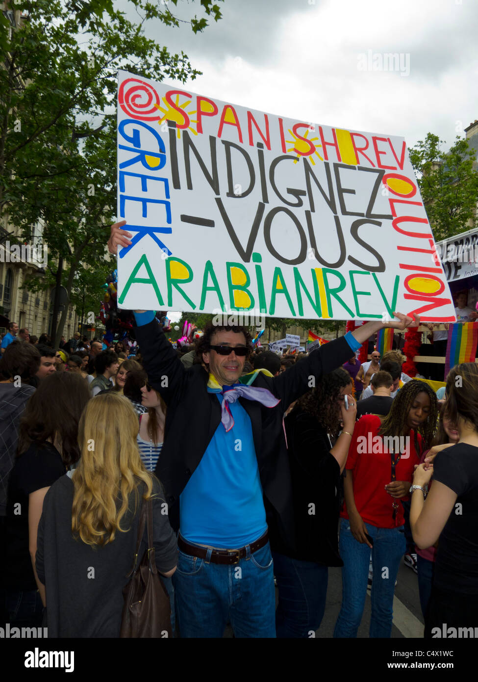 Paris, France, Indignants Demonstrating LGTB March, Man Holding French ...