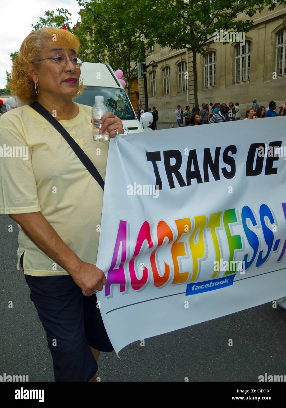 Paris, France, Gay Pride, LGTB March, Transgender WOman Holding Banner ...
