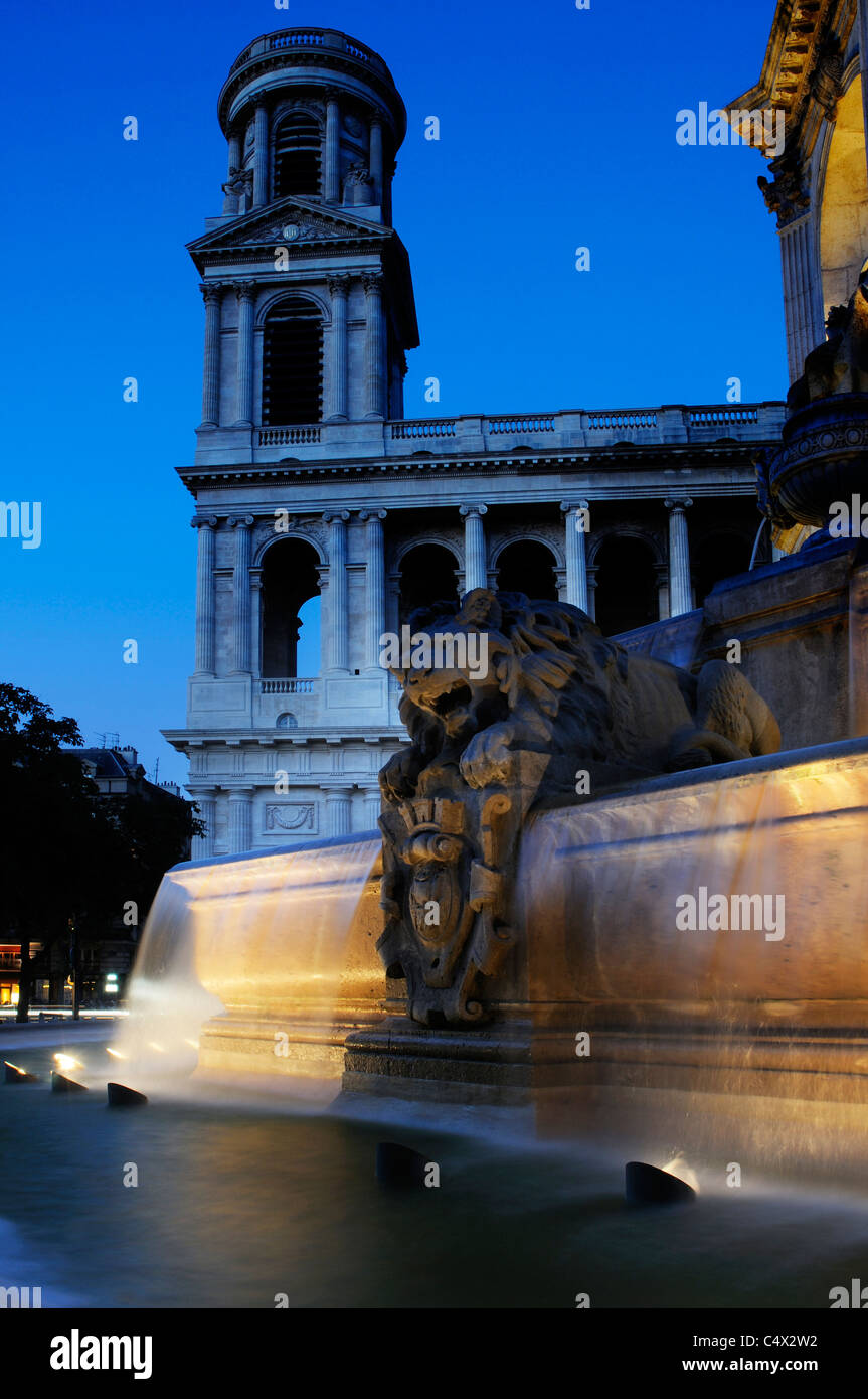 Place st sulpice fountain hi-res stock photography and images - Alamy