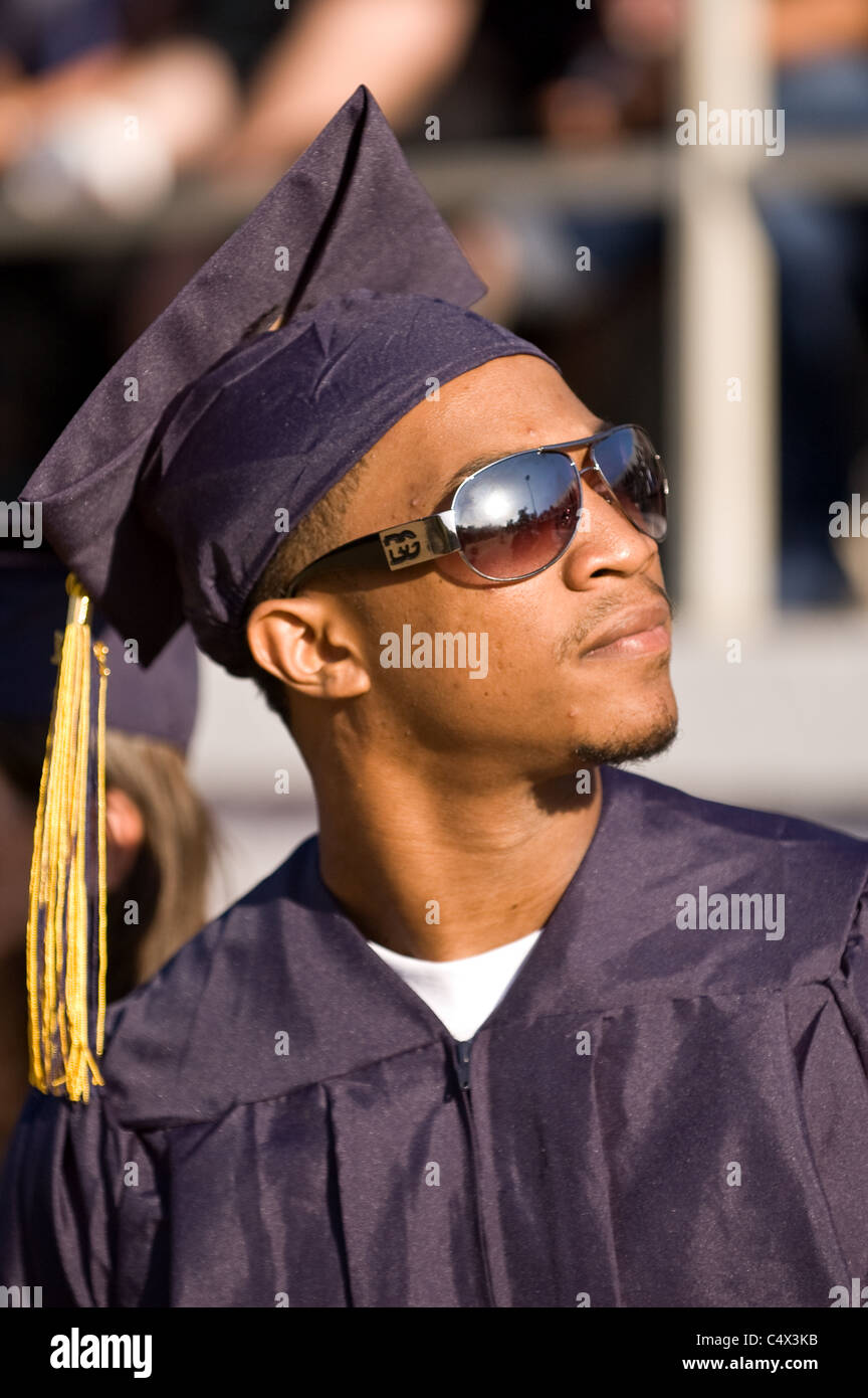 Young black man at the Fullerton College 2011 graduation ceremony Stock ...