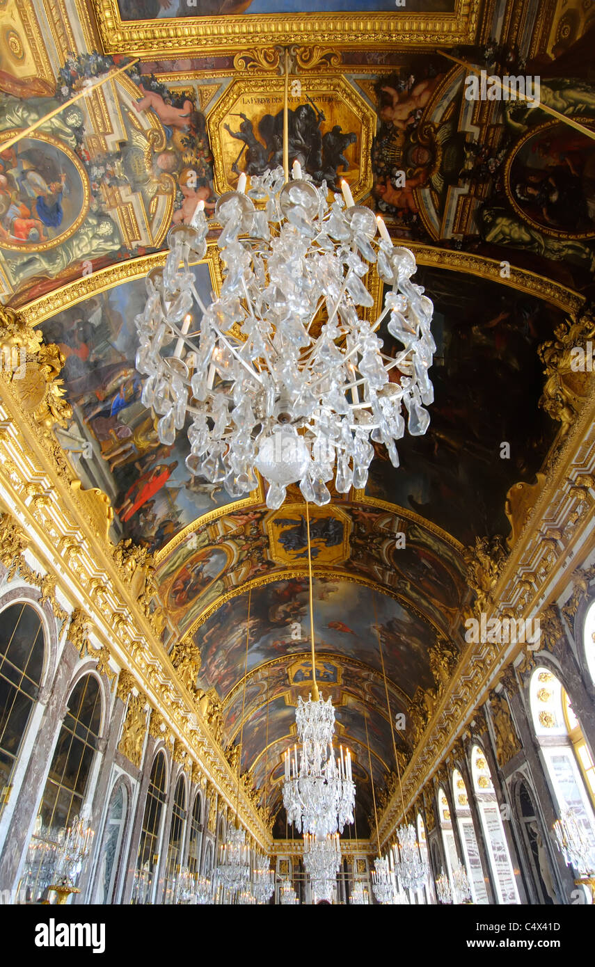 Inside the Hall of Mirrors in the Chateau de Versailles, France Stock ...
