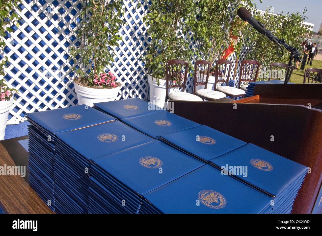 Diplomas ready to be passed out to the graduating students at the ...