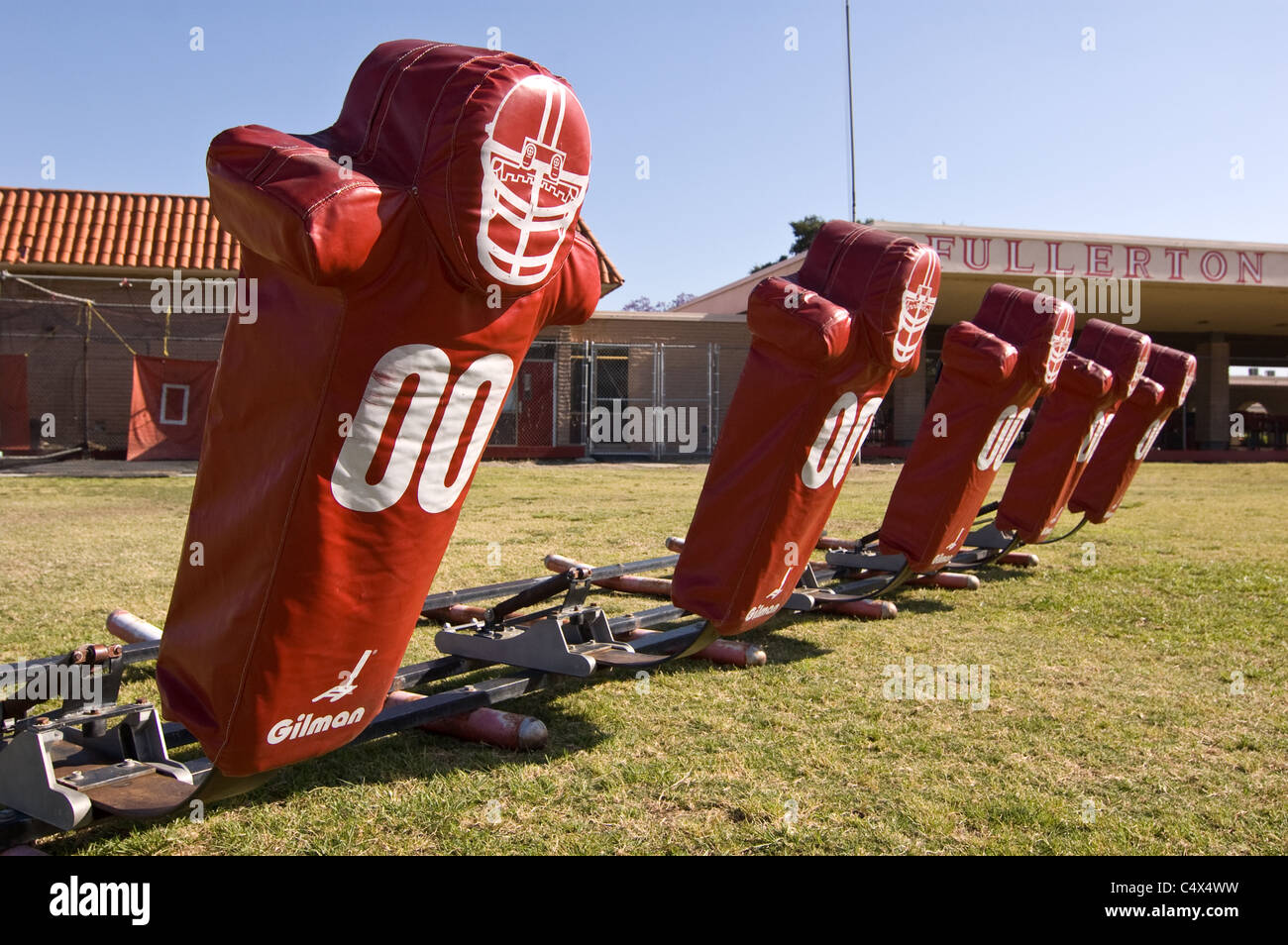 Practice blockers on a football field Stock Photo - Alamy