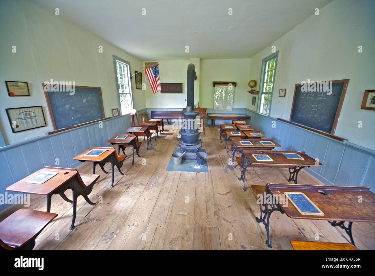 Interior of a Red One Room Schoolhouse Stock Photo - Alamy