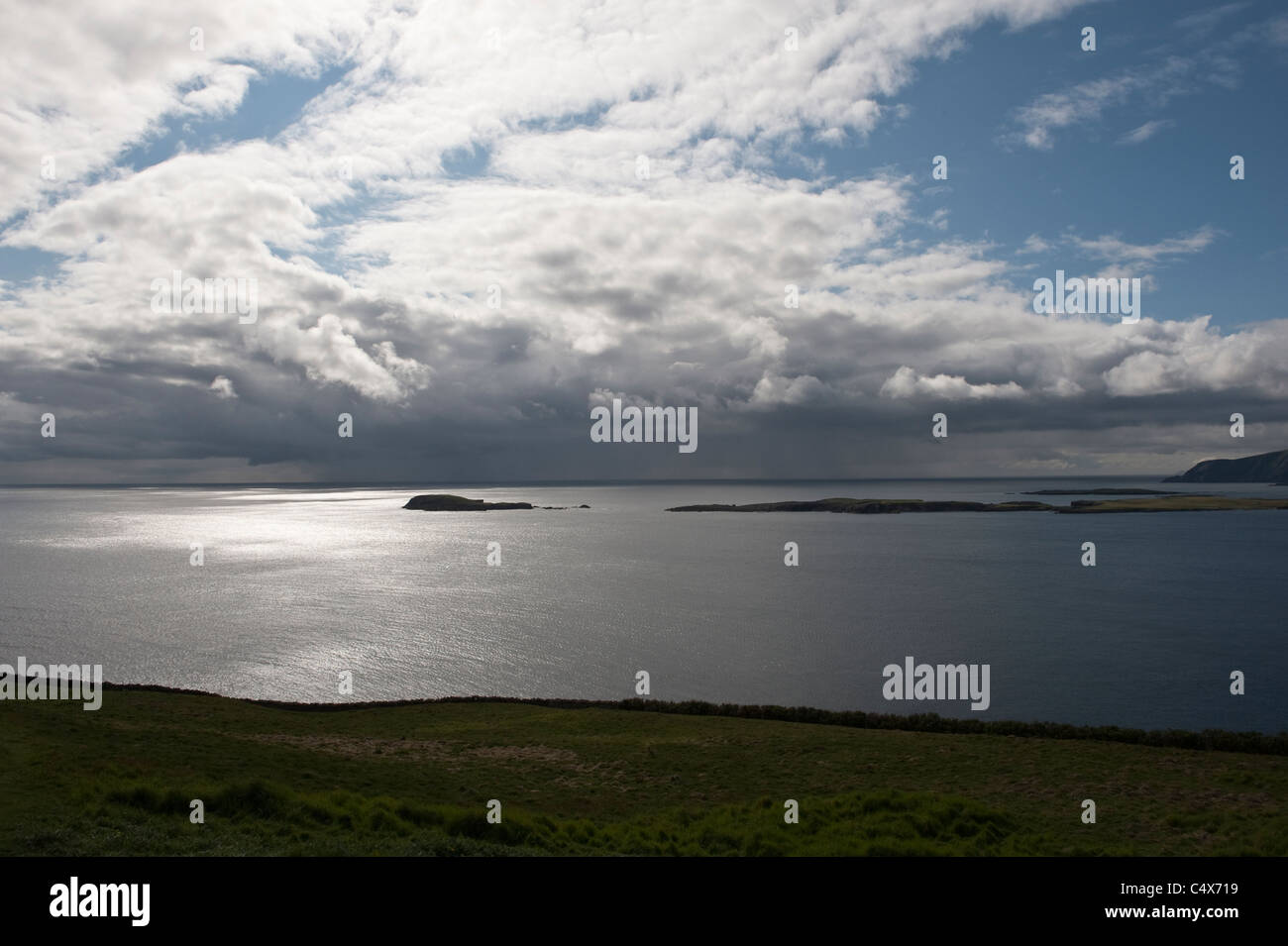 View from Sumbrough Head threatening sky Shetland South Mainland ...