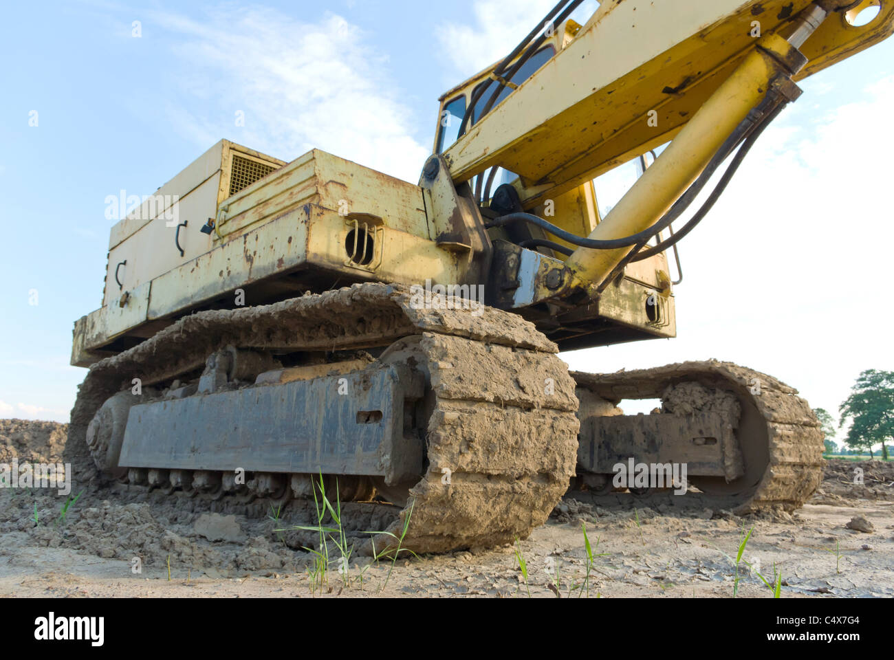 digger, Heavy Duty construction equipment parked at work site Stock ...