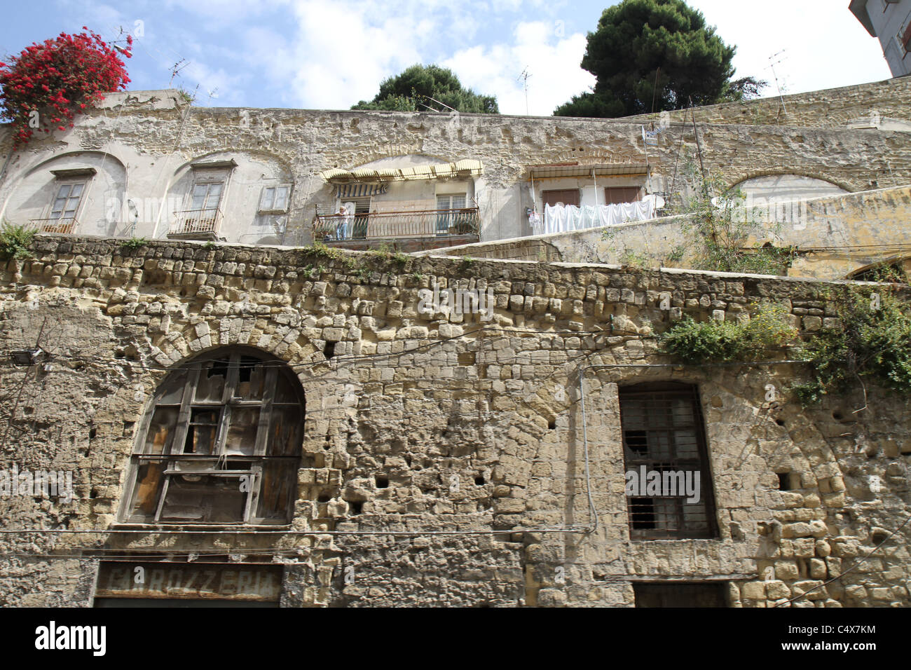 Front of old building in Naples, Italy Stock Photo - Alamy
