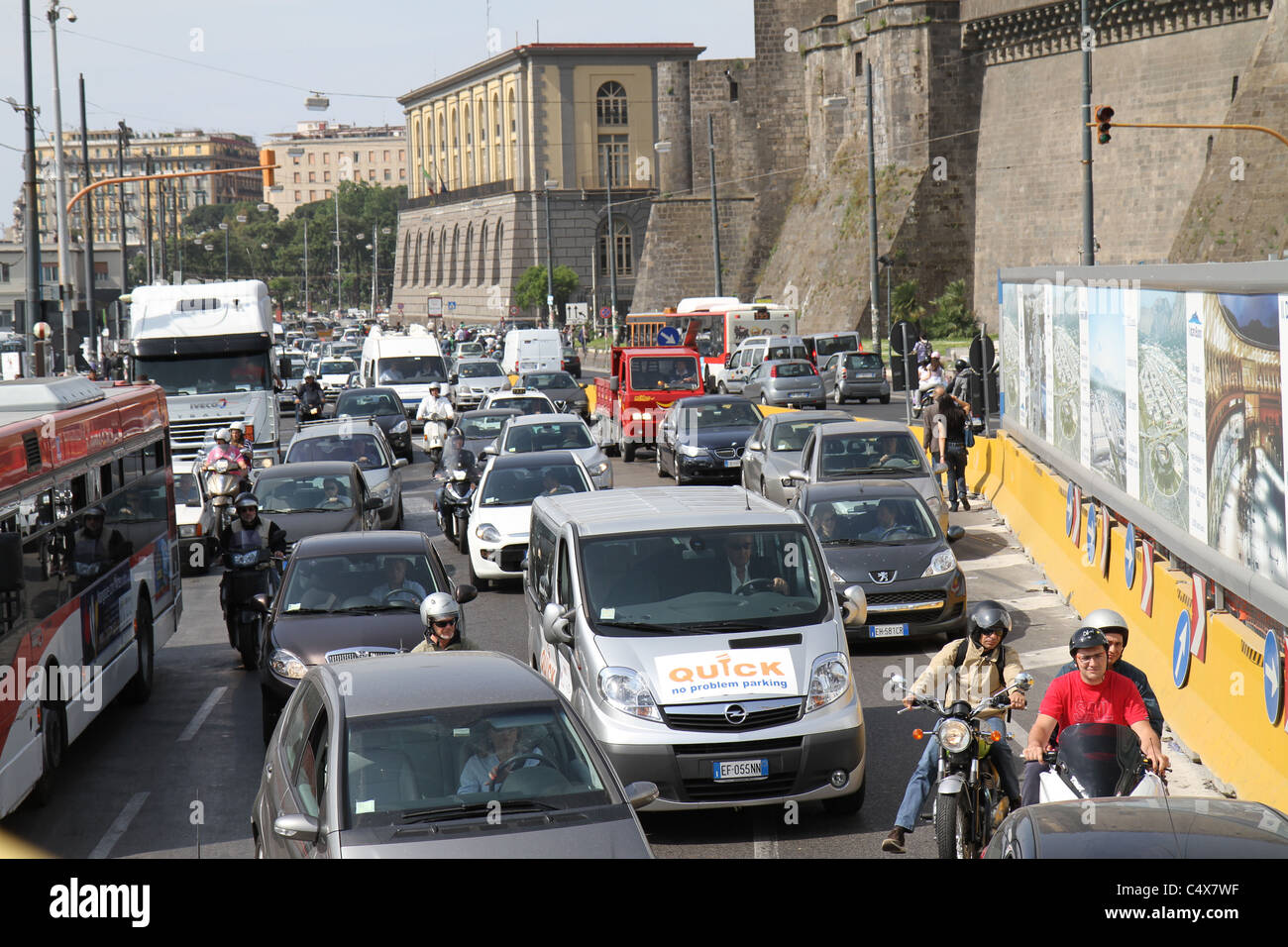 Busy traffic near port in Naples, Italy Stock Photo - Alamy