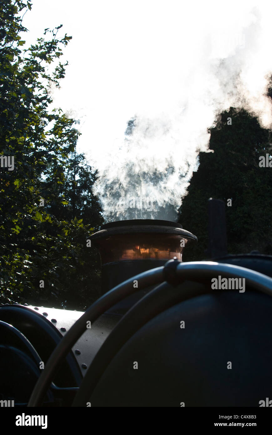 Vintage steam engine with steam bellowing from beneath. Gloucester and ...