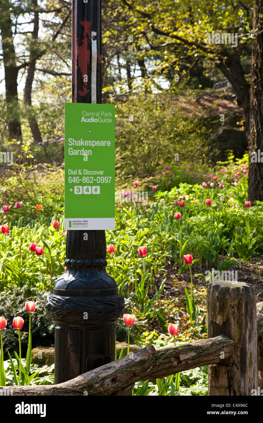 Shakespeare Garden Sign, Central park, NYC Stock Photo - Alamy