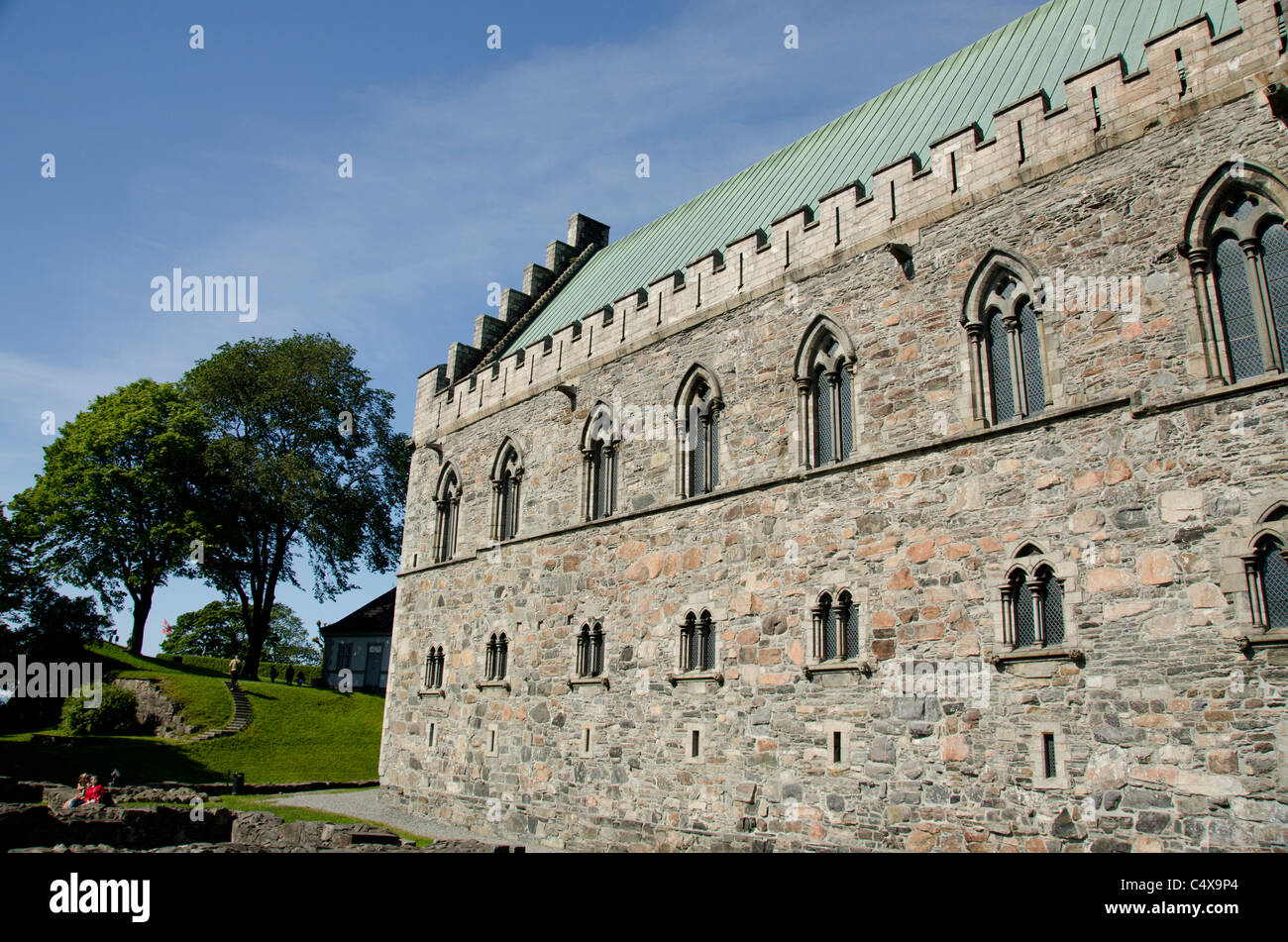 Norway, Bergen. Bergenhus Castle (aka Holmen) and fortress. UNESCO ...