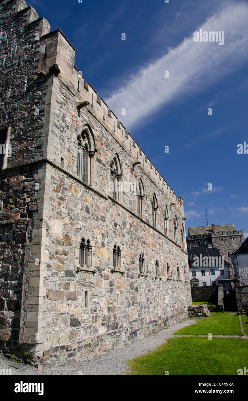 Norway, Bergen. Bergenhus Castle (aka Holmen) and fortress. UNESCO ...