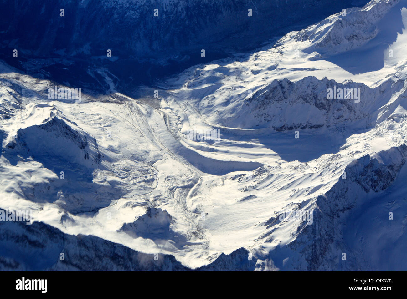 View of Alps mountains from air plane Stock Photo - Alamy