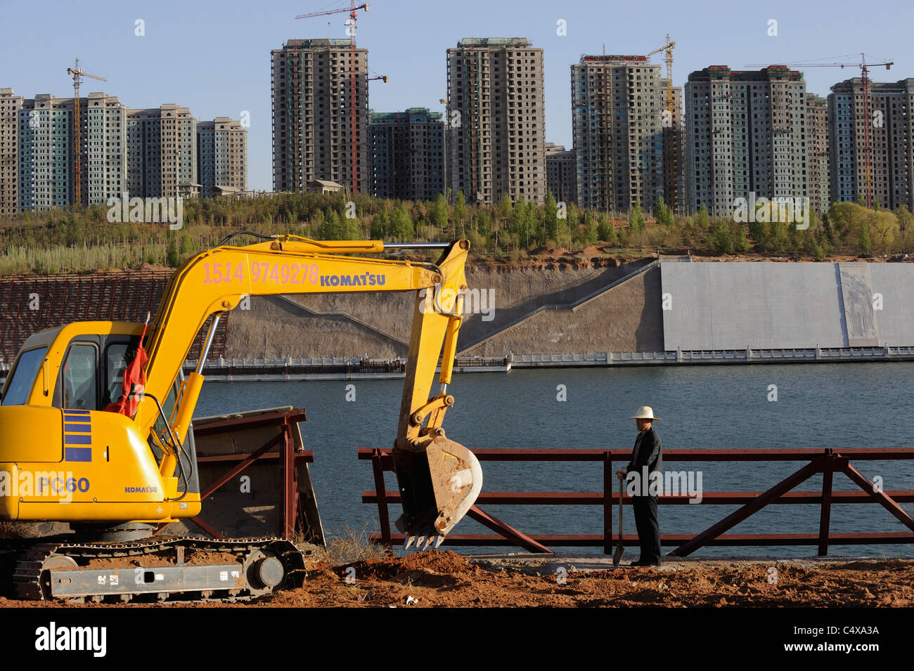 Construction site in Kangbashi district, Ordos, Inner Mongolia, China ...