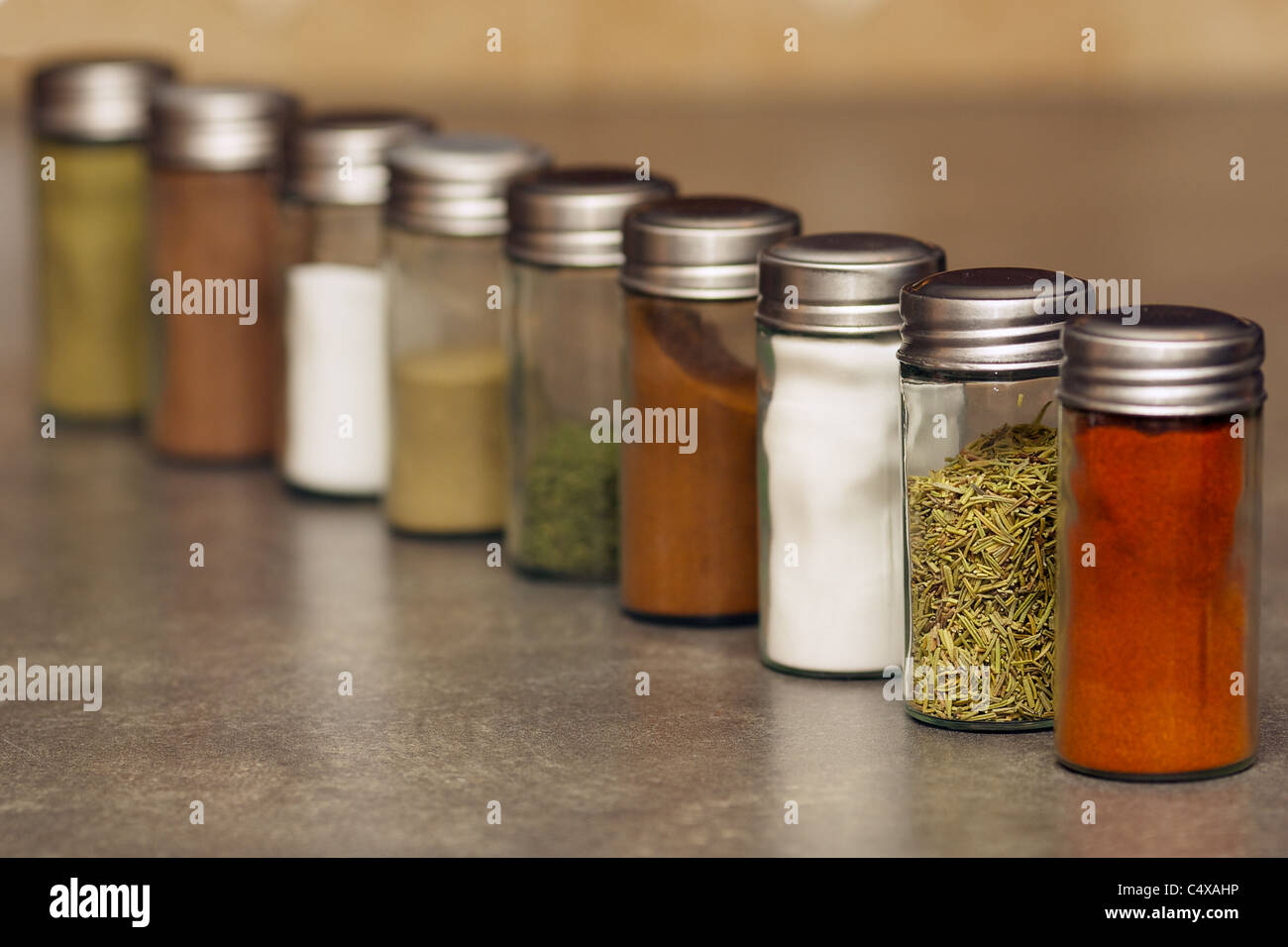 spice line up Stock Photo - Alamy