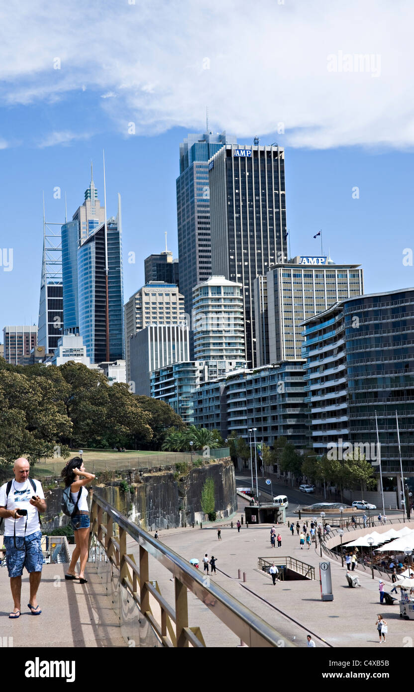 The Sydney Skyline and Financial Centre and Tourists From Sydney Opera ...