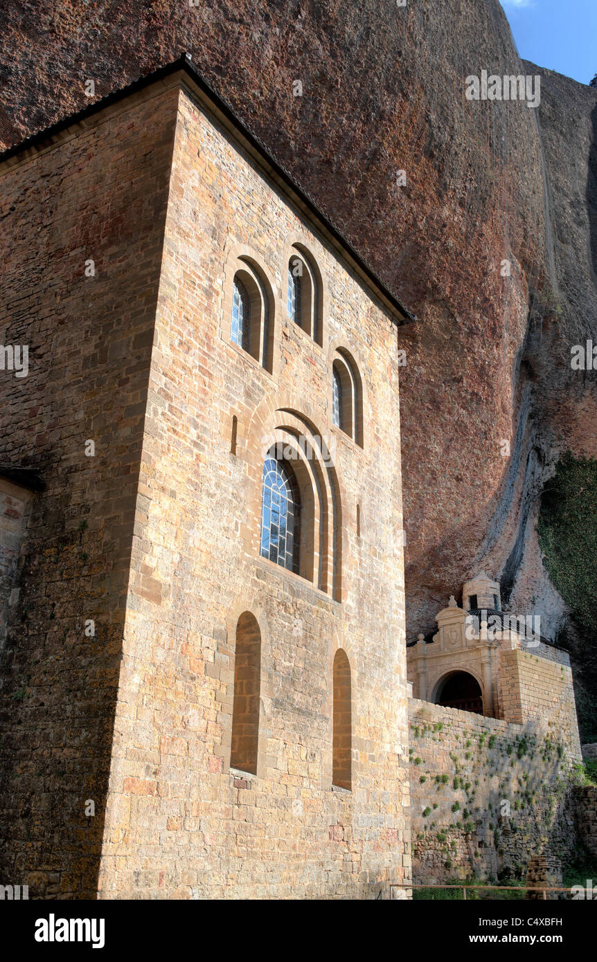 Medieval monastery San Juan de la Pena, Province Huesca, Aragon, Spain ...