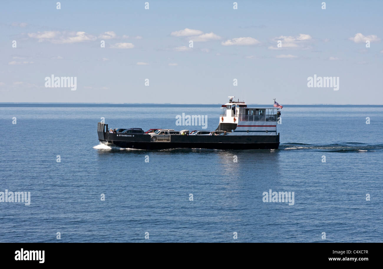 A car ferry on Lake Michigan is on its way from Washington Island ...