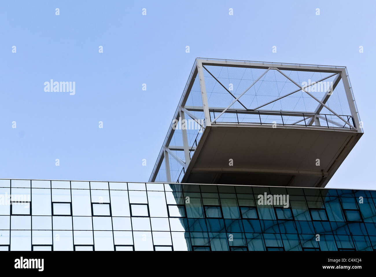 A modern terrace on a new office building with a decent overhang Stock ...