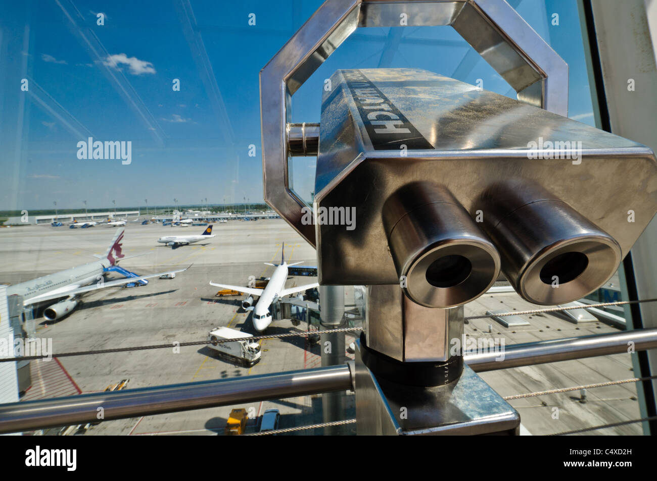 Telescope at the viewing terrace of the Munich airport - Munich ...