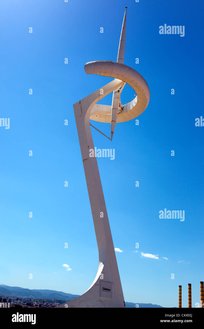 Santiago Calatrava Tower at Montjuic, Barcelona, Catalonia, Spain Stock ...