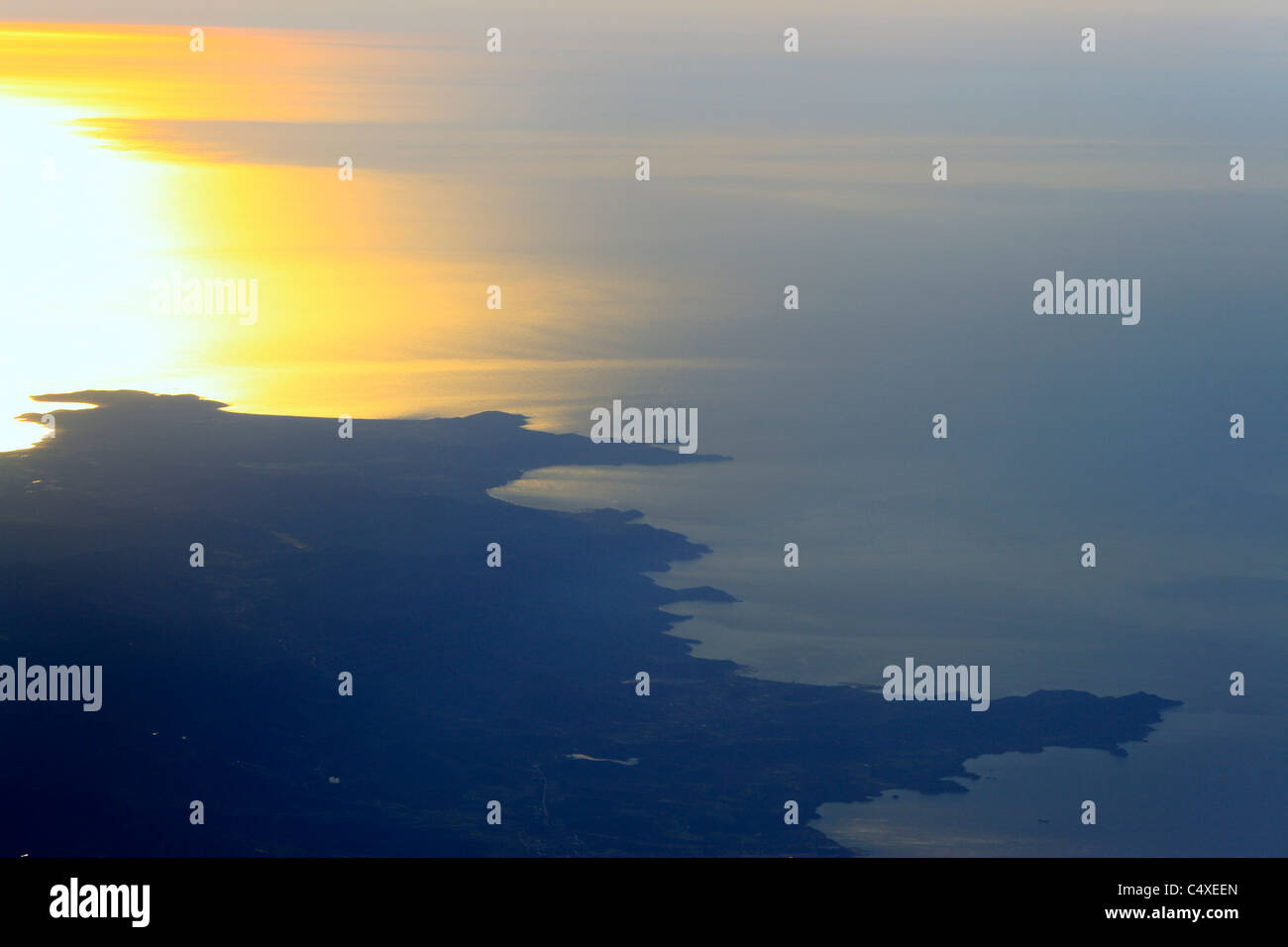 View of Mediterranean beach from air plane, Spain Stock Photo - Alamy