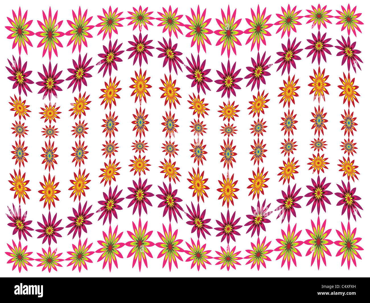 The symmetry ornament with different flowers Stock Photo - Alamy