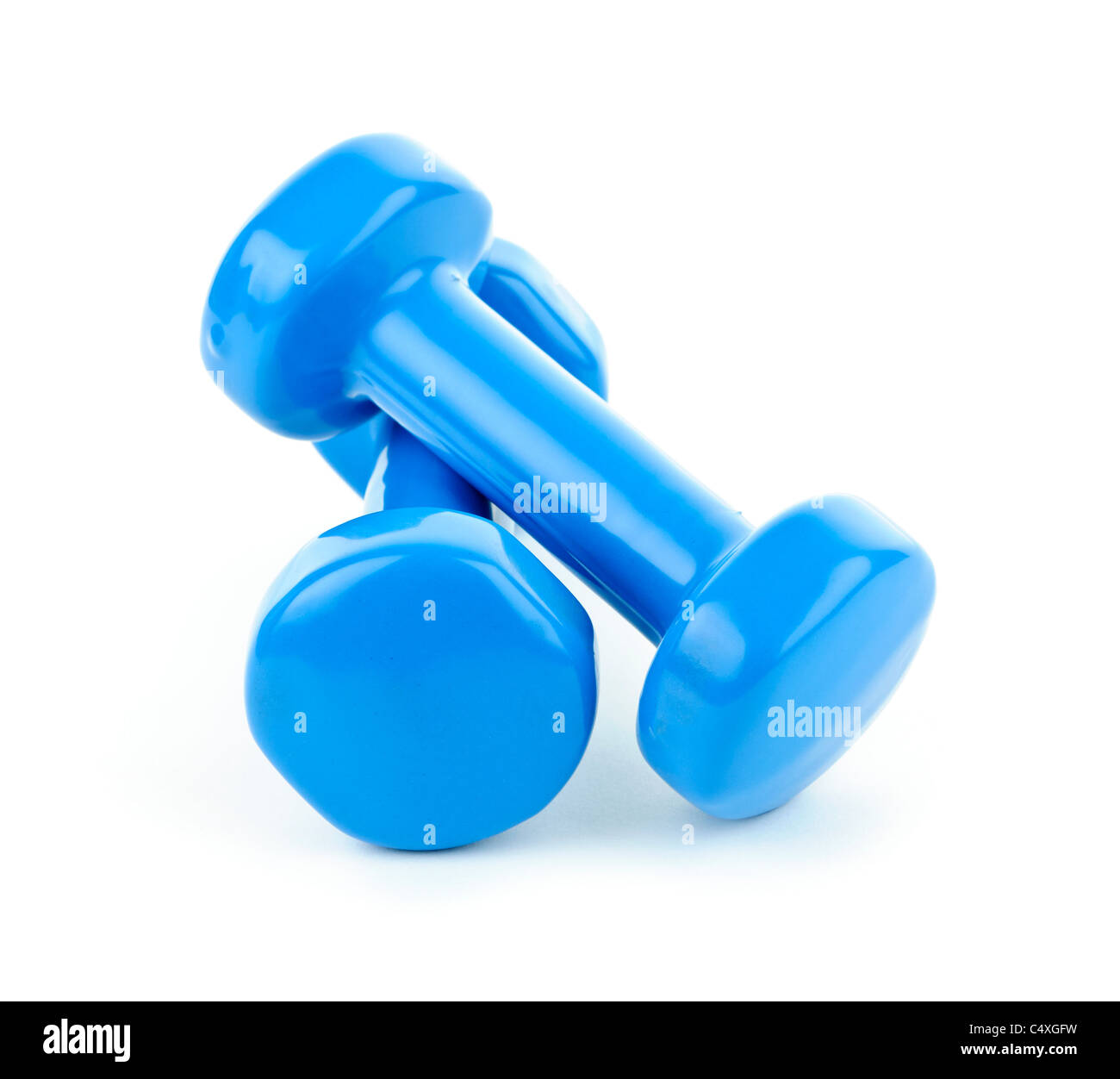 Two dumbbell free weights isolated on white background Stock Photo - Alamy