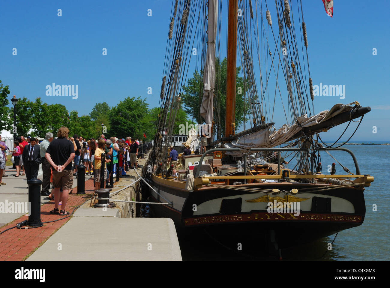 The tall ship "Lynx" dockside in the Port of Rochester, NY Stock Photo ...