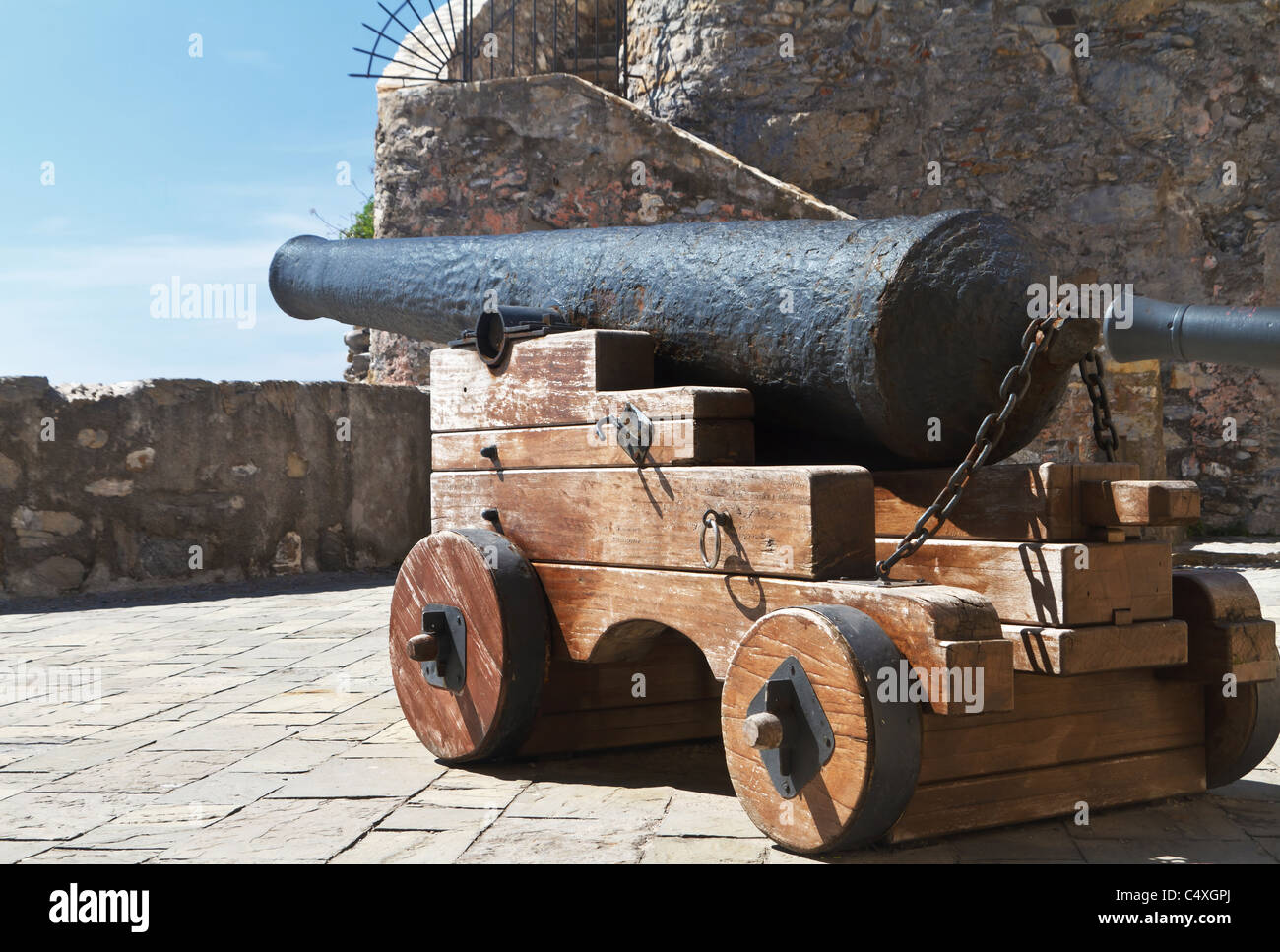 old iron cannon pointing out to sea in Camogli, Italy Stock Photo - Alamy