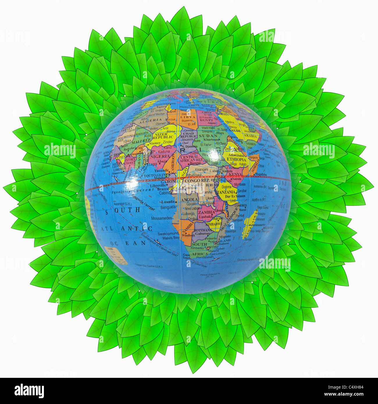 Globe and green leaves hi-res stock photography and images - Alamy