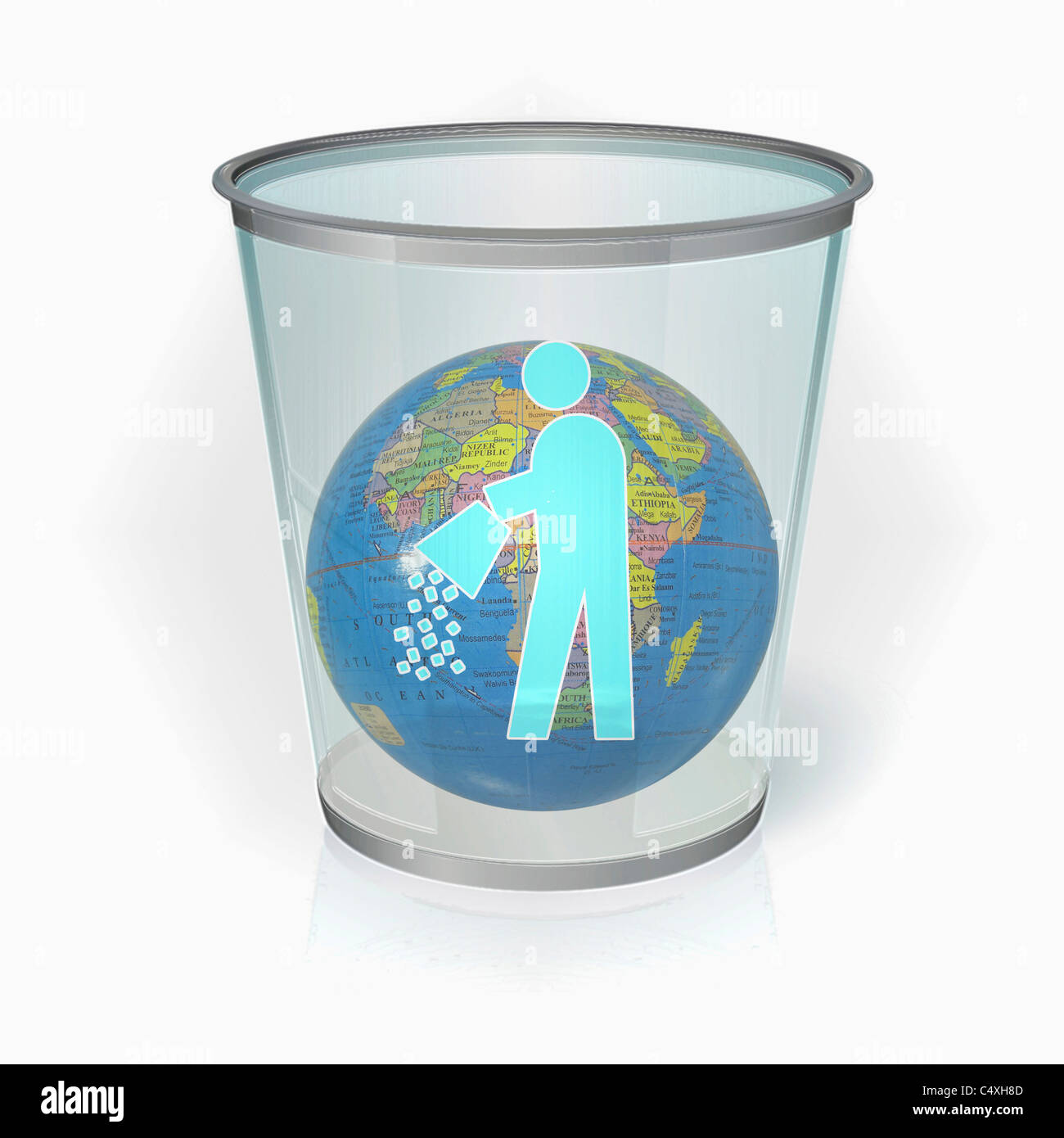 Globe, Earth in dustbin, concept Stock Photo - Alamy