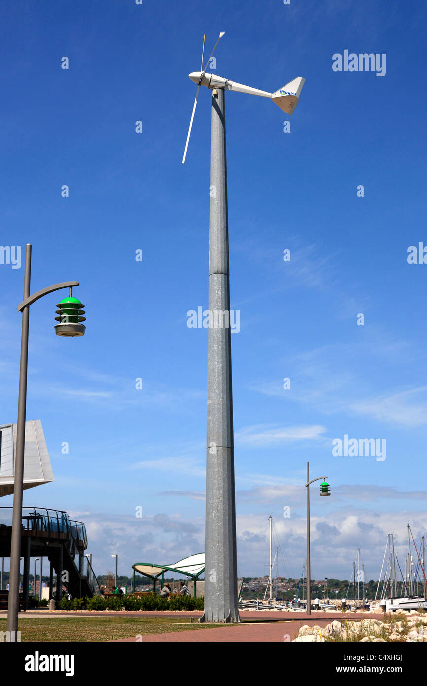 View of a wind turbine, the new eco-friendly power source Stock Photo ...