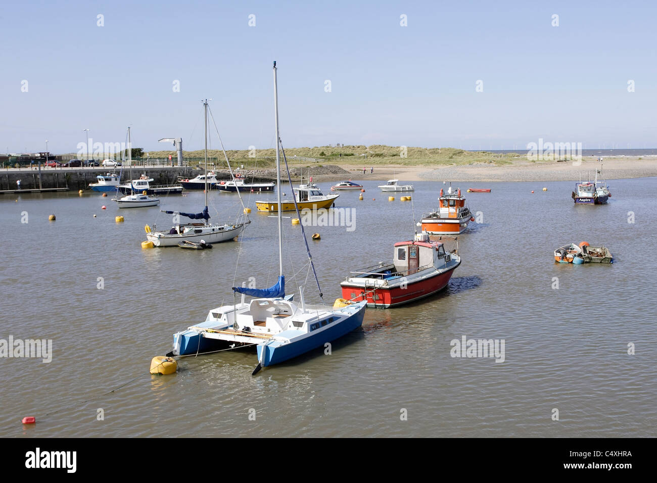 Rhyl Harbour, North Wales at high tide Stock Photo - Alamy