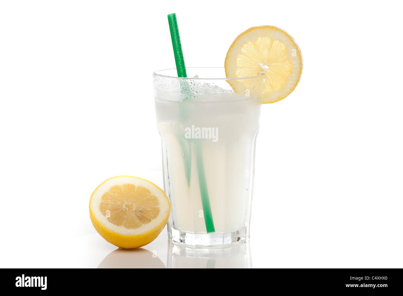 An ice cold lemonade against a white background Stock Photo - Alamy