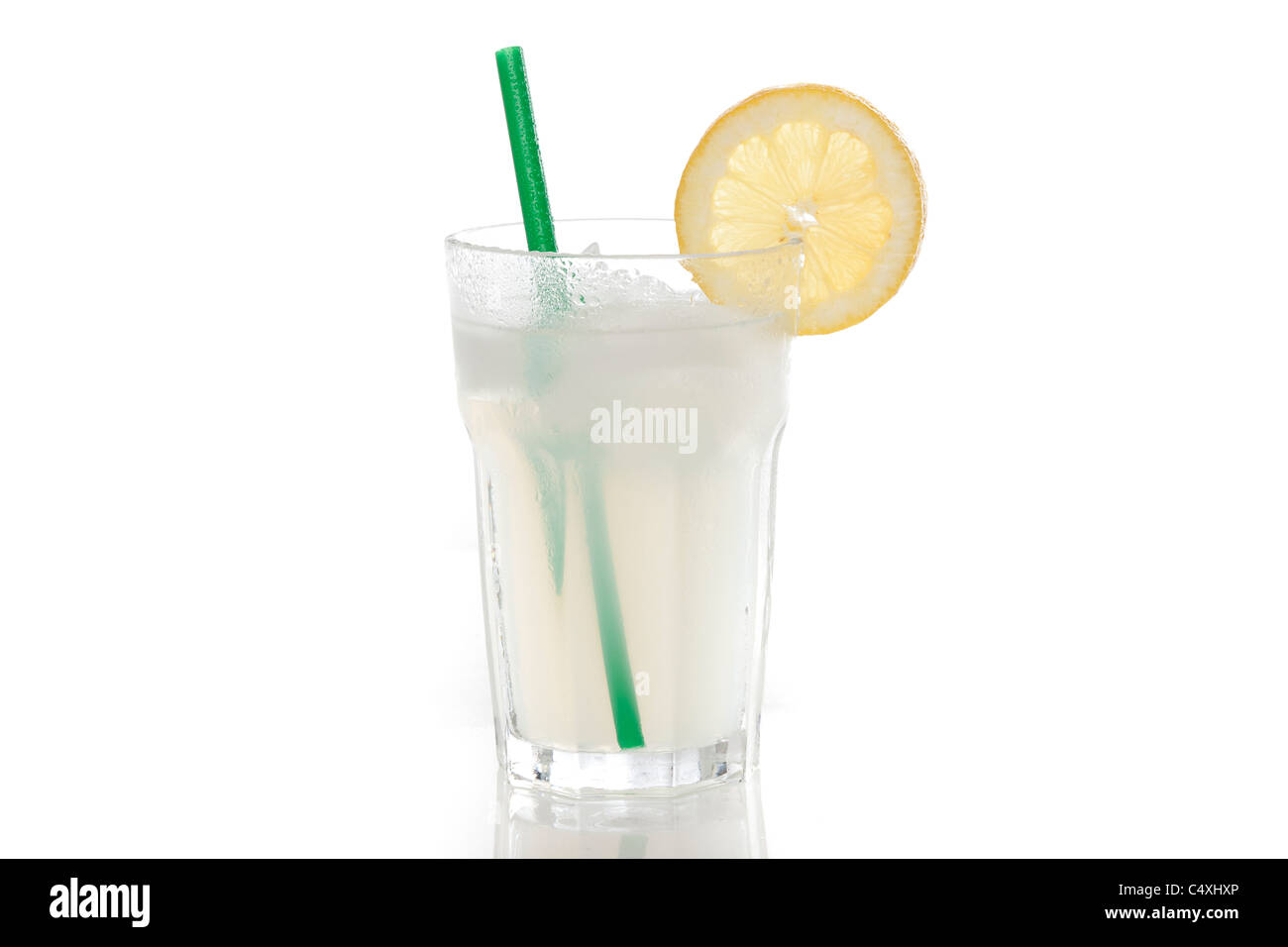 An ice cold lemonade against a white background Stock Photo - Alamy