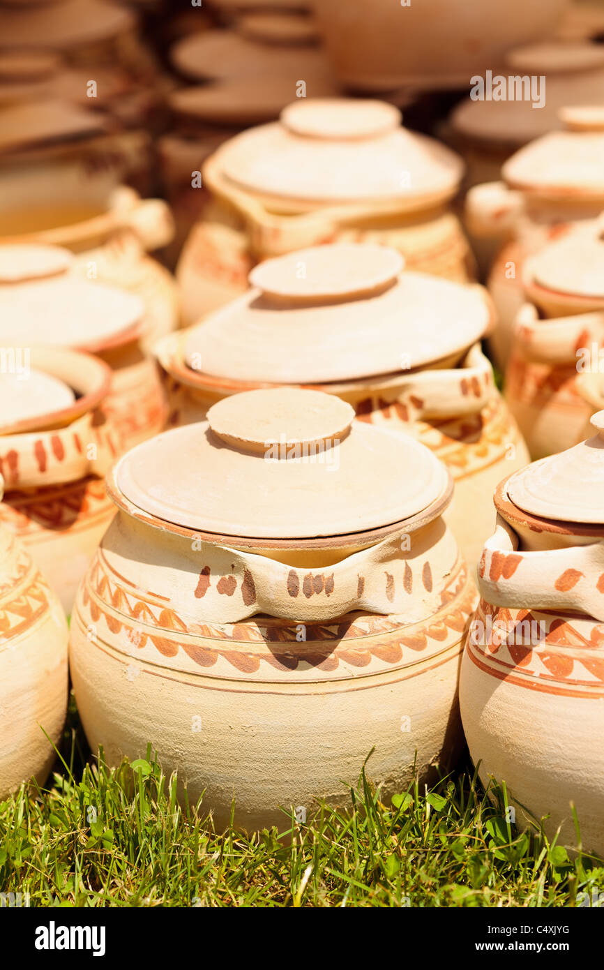 Traditional Romanian earthenware pottery at Horezu ceramic pottery fair ...