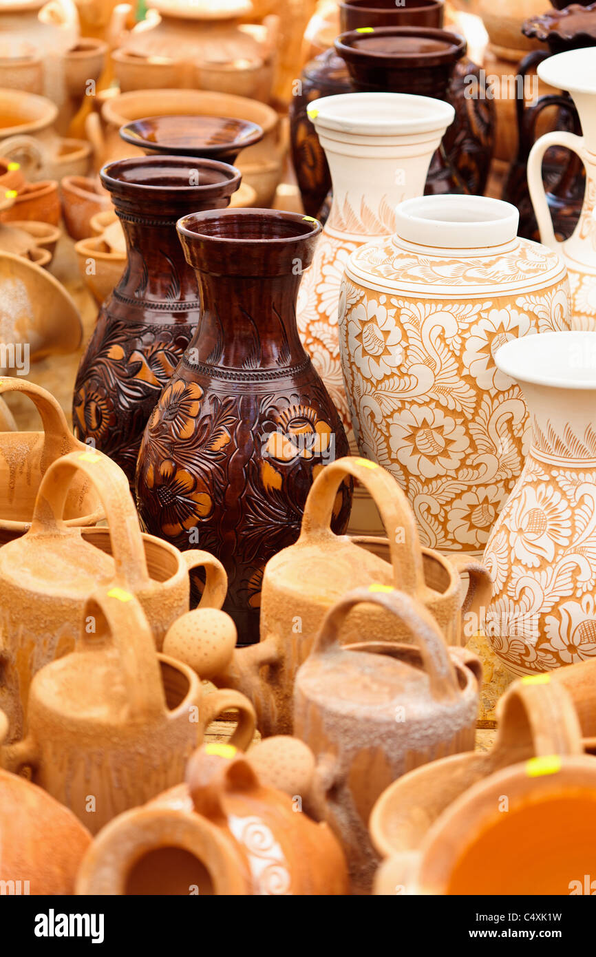 Traditional Romanian earthenware pottery at Horezu ceramic pottery fair ...