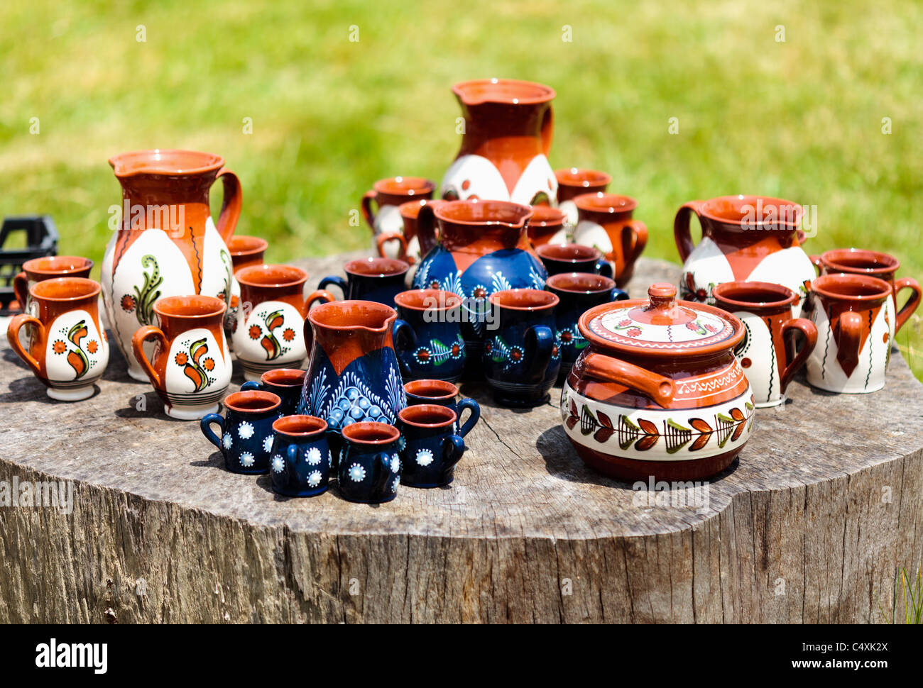 Traditional Romanian earthenware pottery at Horezu ceramic pottery fair ...