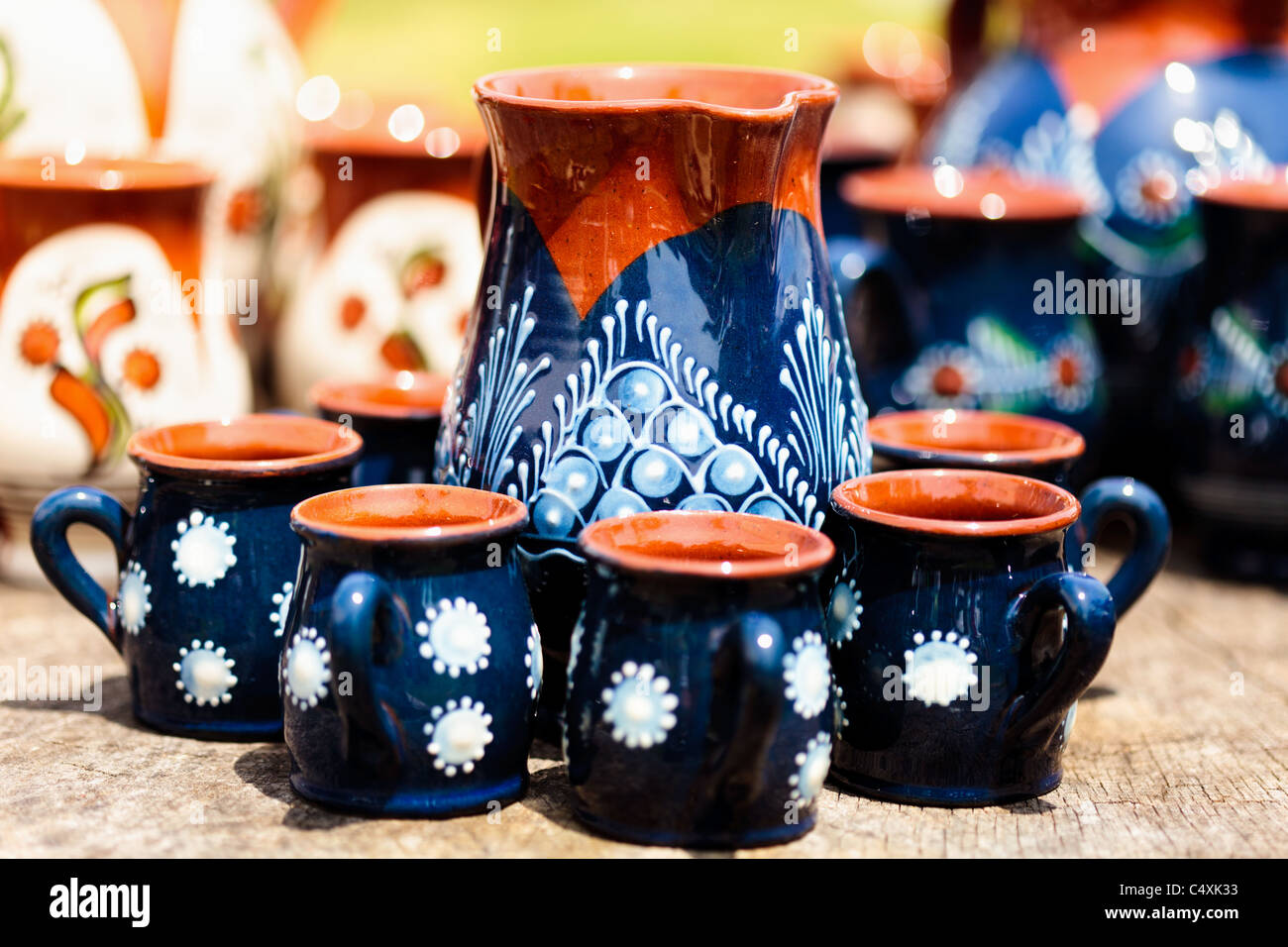 Traditional Romanian earthenware pottery at Horezu ceramic pottery fair ...