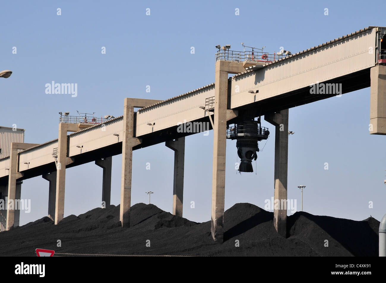 Israel, Hadera, The Orot Rabin coal operated power plant. Coal storage ...