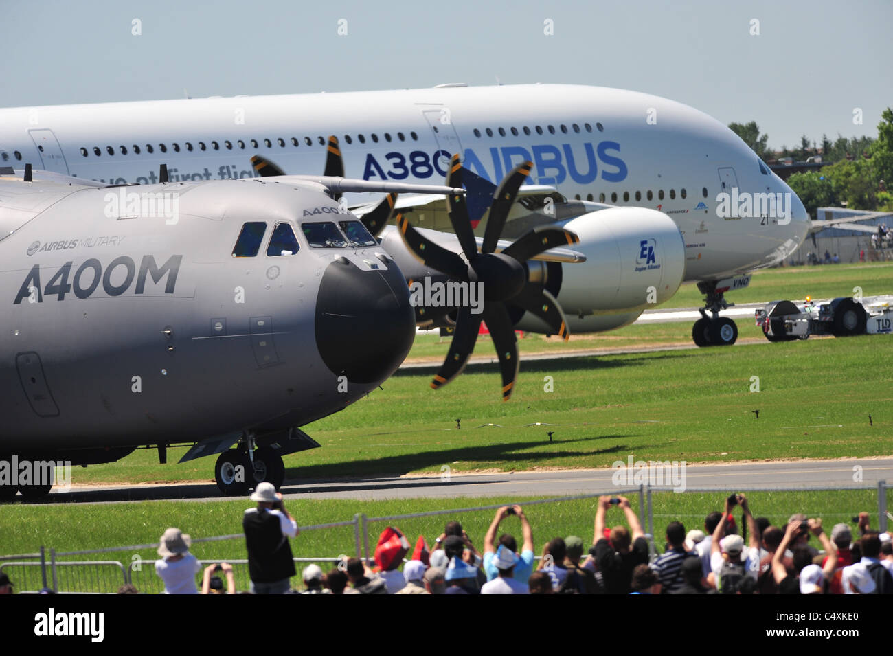Airbus A380 and Airbus Military A400M at Le Bourget Airshow 2011 Stock ...