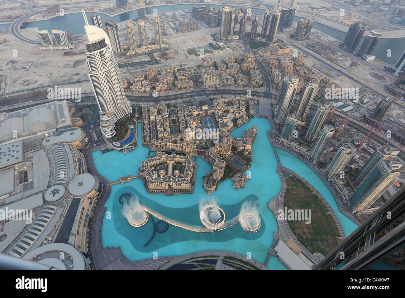 Dubai Fountain as seen from Burj Khalifa, Dubai United Arab Emirates ...