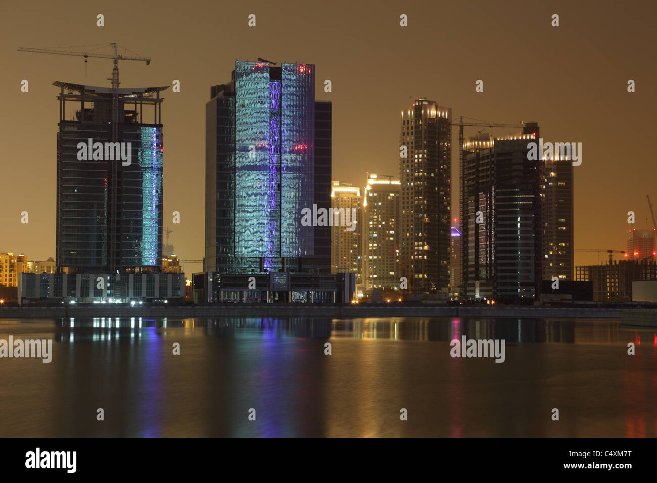 Skyscrapers under construction at Business Bay in Dubai, United Arab ...